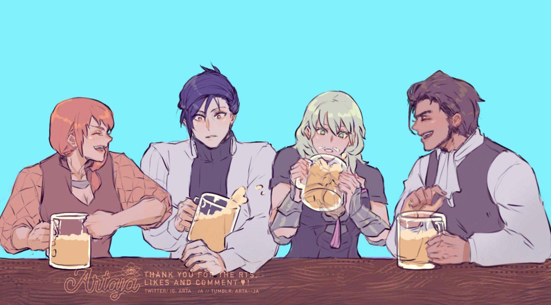 Felix & Byleth Drinking With Leonie and Claude | Fire Emblem: Three ...