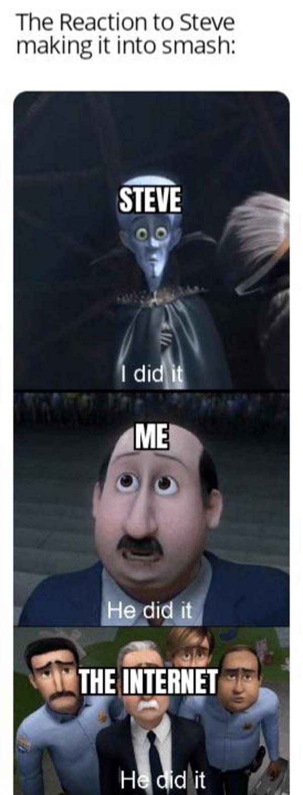 Steve making it into smash in a nuttshell. | /r/MinecraftMemes | Steve ...