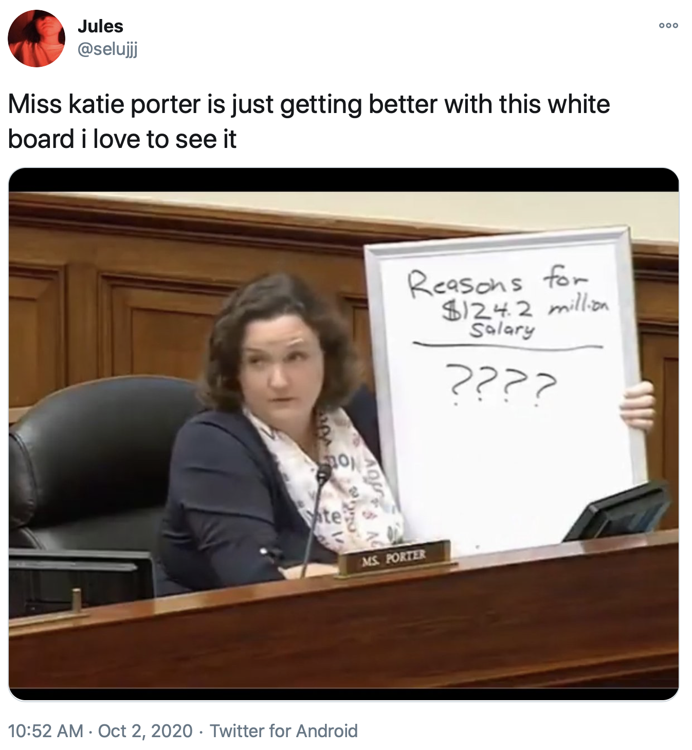 Miss katie porter is just getting better with this white board i love ...