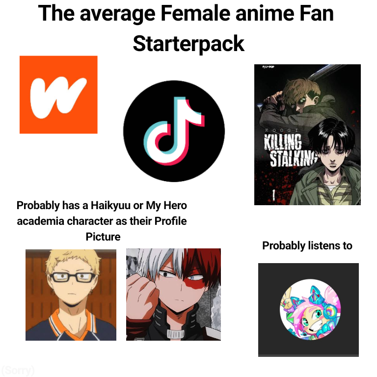 The Average Female Anime fan Starterpack | /r/starterpacks | Starter ...