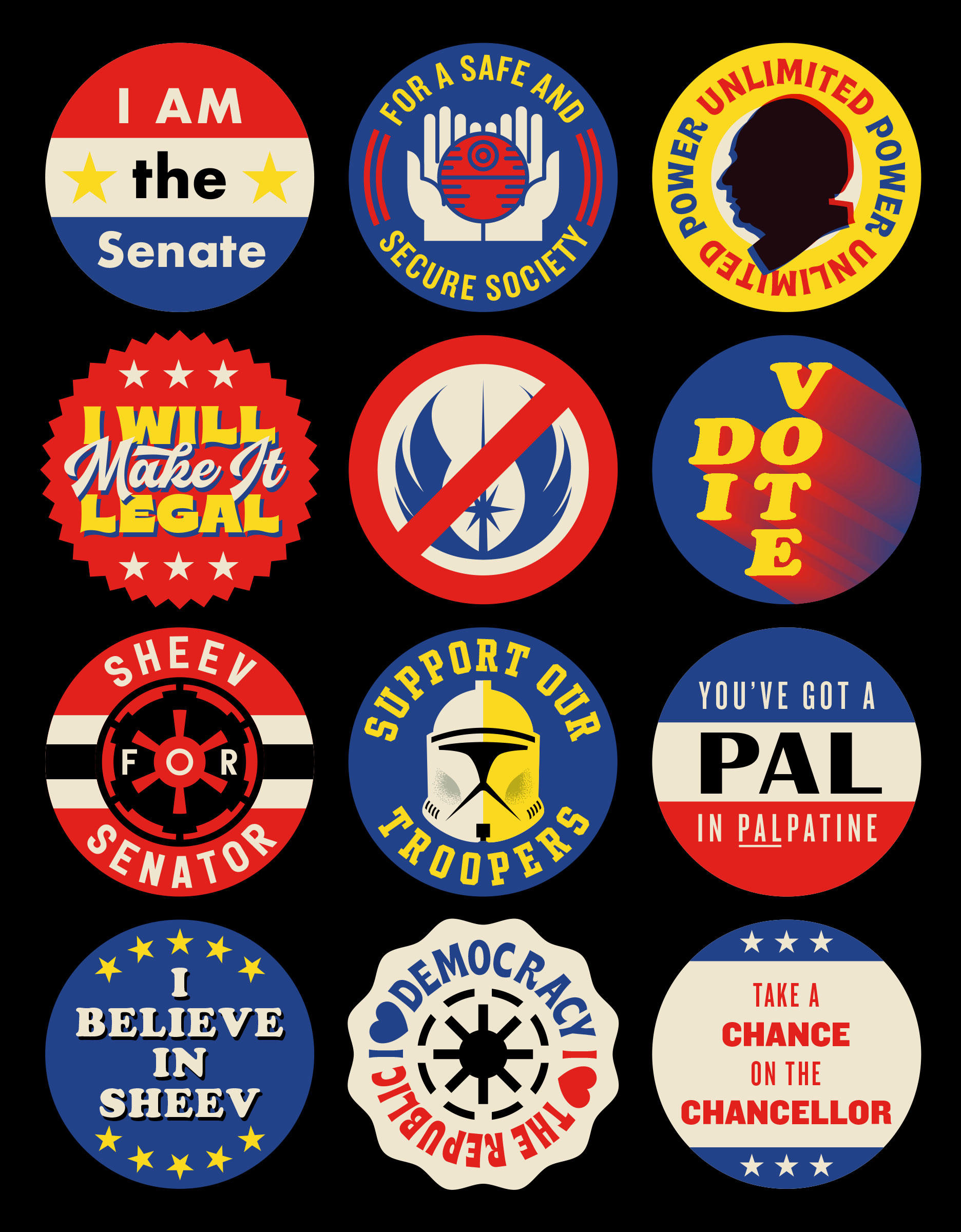 Here's some campaign stickers I came up with to support the only one ...