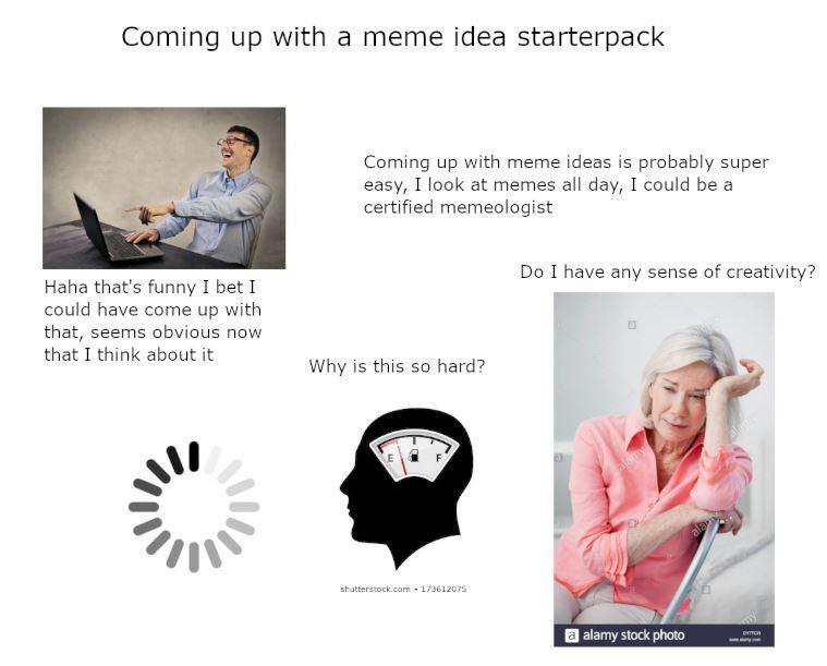 Trying to come up with a meme idea starter pack | /r/starterpacks ...