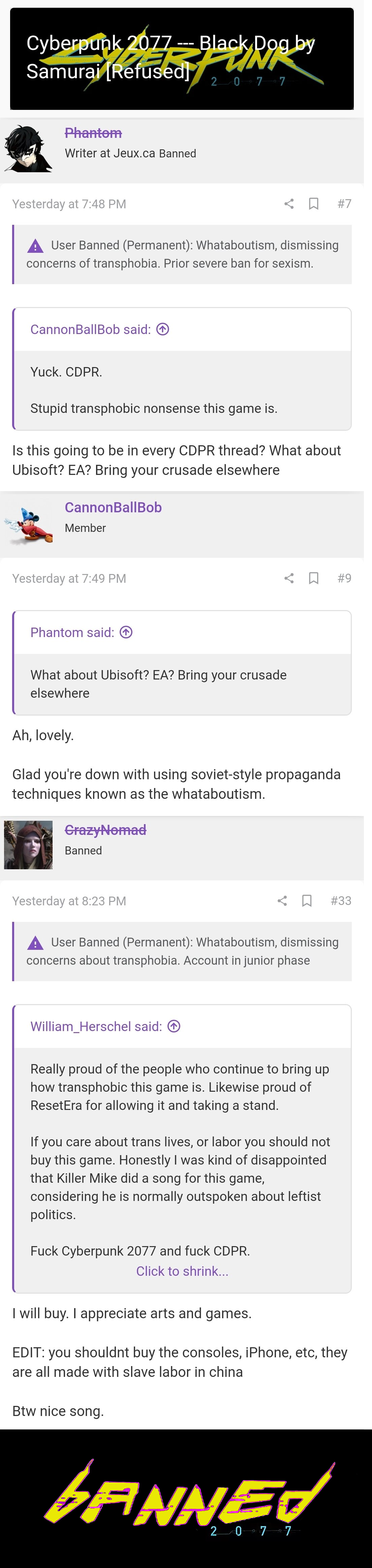 Banned for whataboutism and defending to buy Cyberpunk 2077 | ResetEra ...