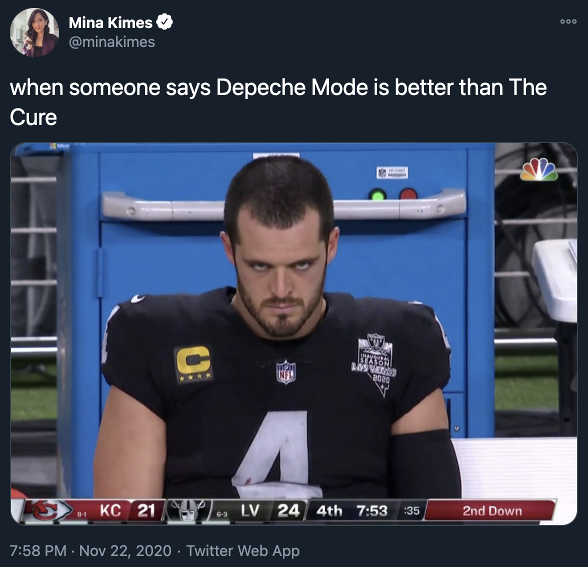 when someone says Depeche Mode is better than The Cure | Derek Carr ...