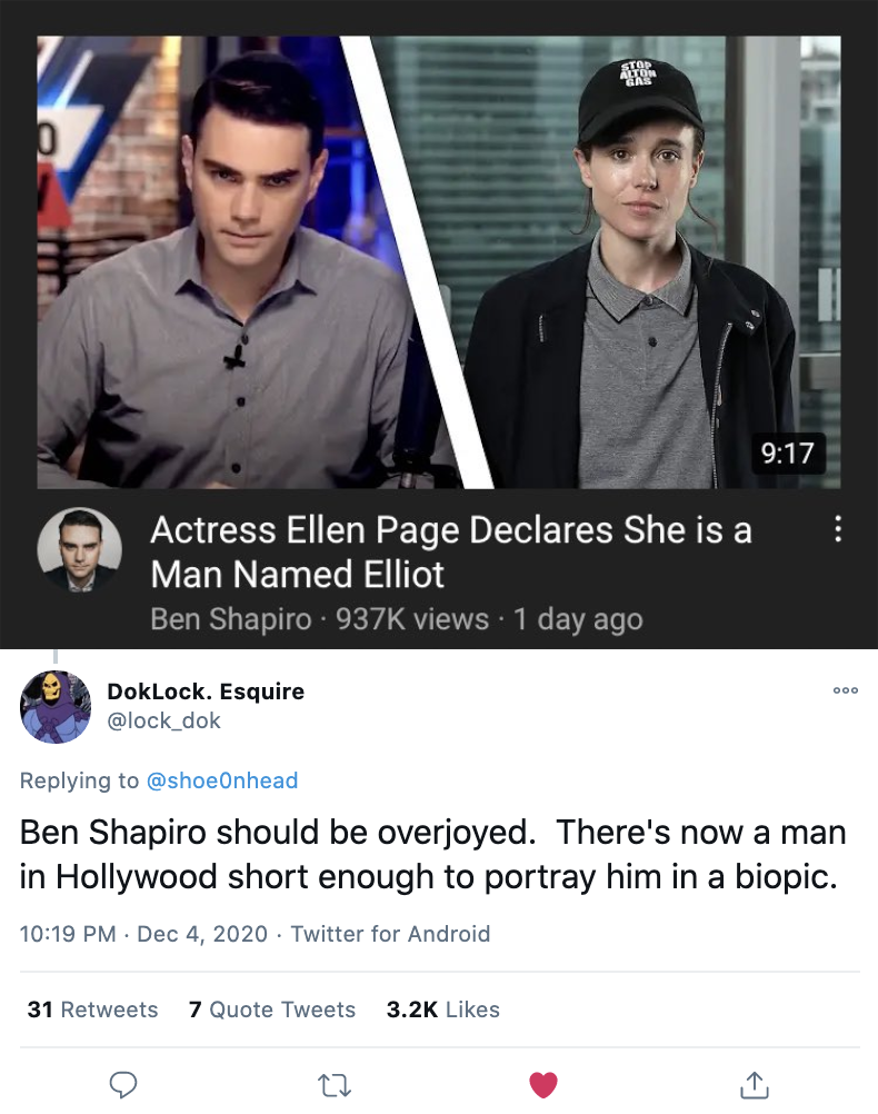 Ben Shapiro on Elliot Page | Ben Shapiro | Know Your Meme