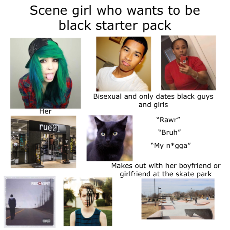 Scene girl who wants to be black starter pack | Starter Packs | Know ...