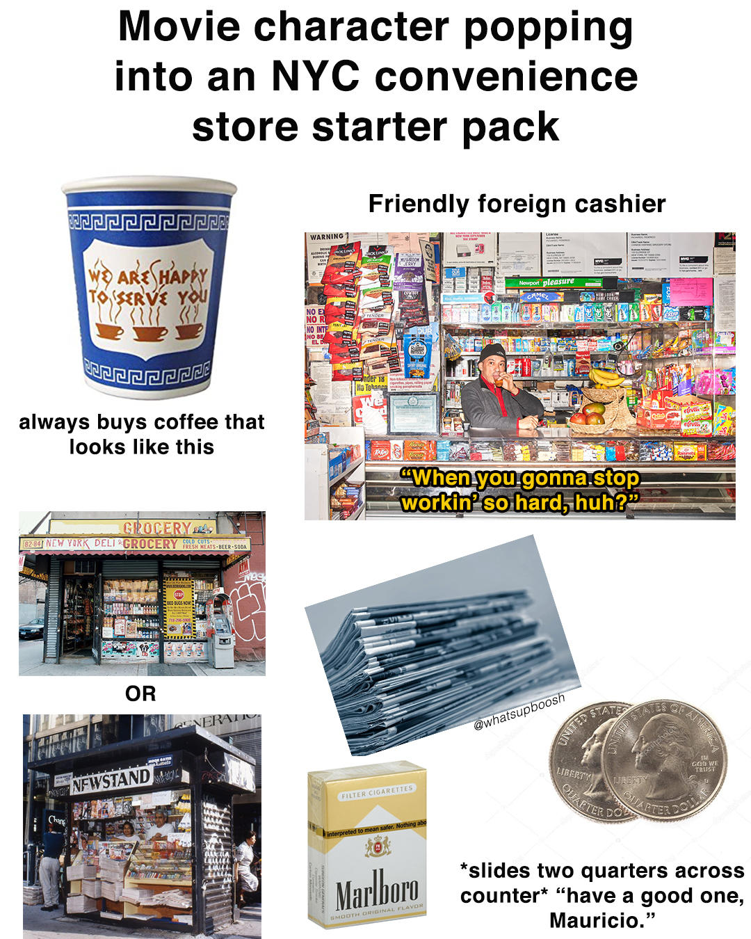 Movie character popping into an NYC convenience store starter pack | /r ...