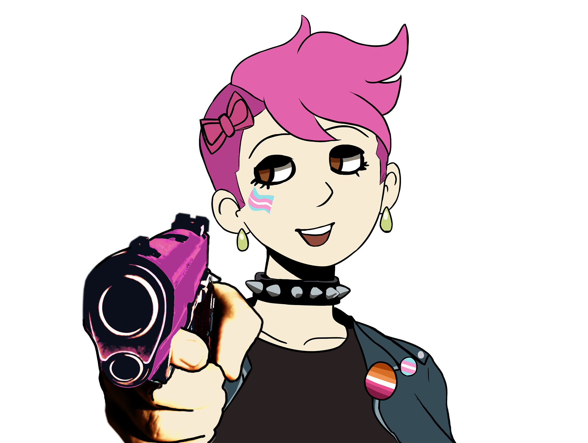 Enbie gun | Pink-haired Enbie | Know Your Meme