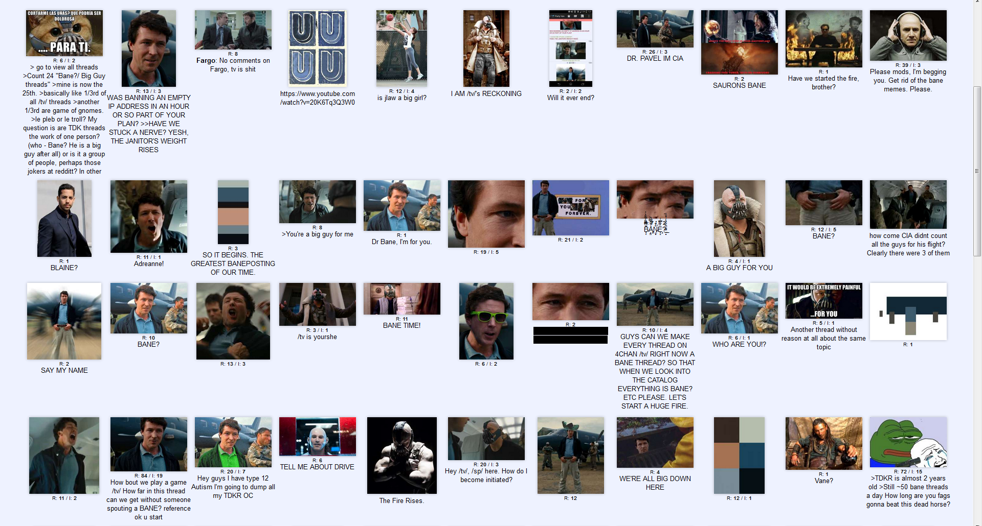 /tv/ flooded with Bane threads | Baneposting | Know Your Meme