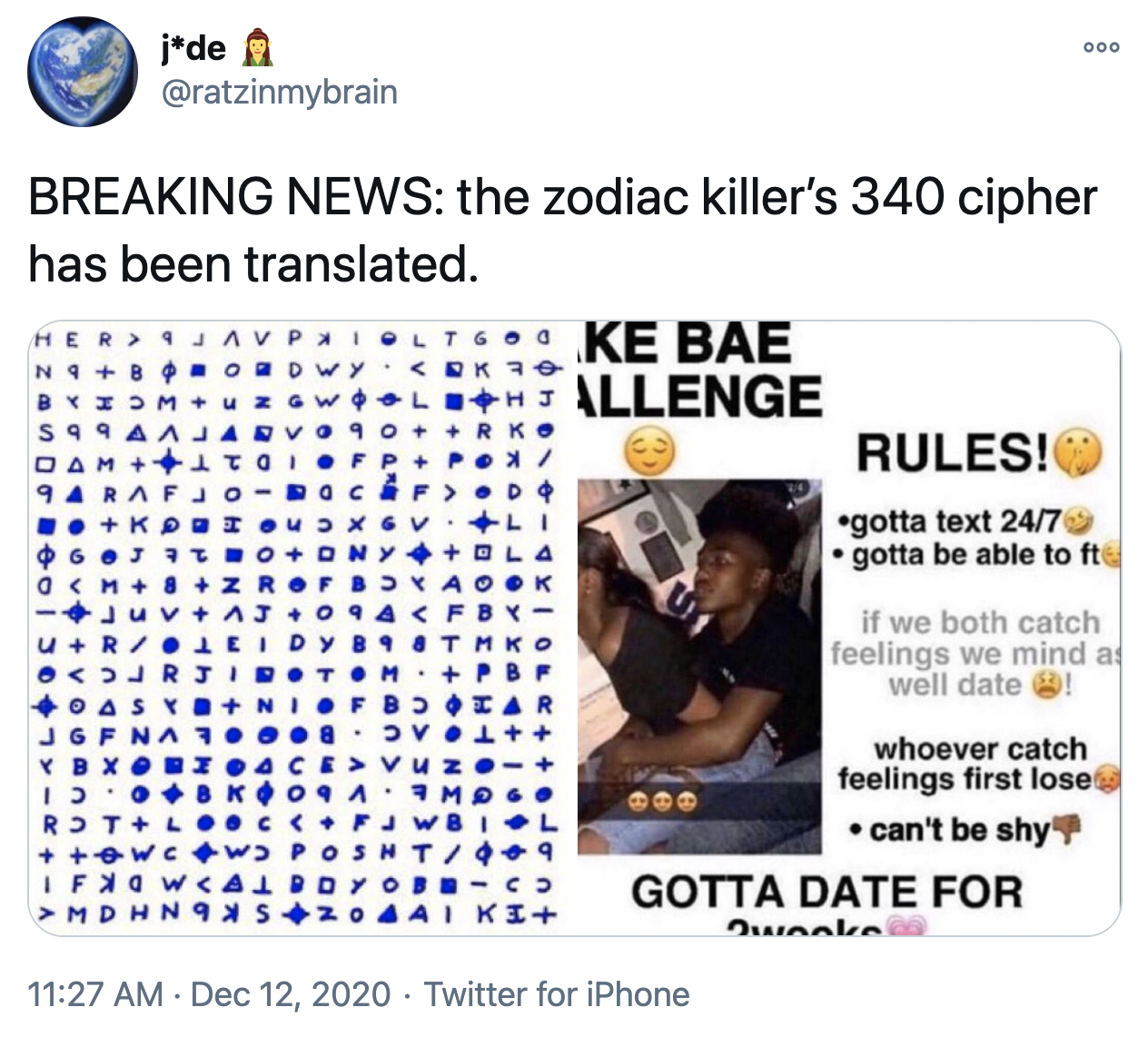 BREAKING NEWS: the zodiac killer’s 340 cipher has been translated ...