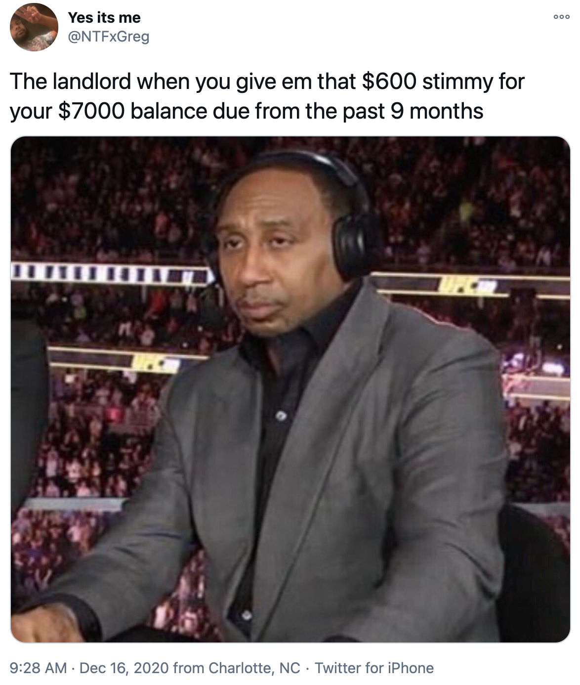 The landlord when you give em that $600 stimmy for your $7000 balance ...