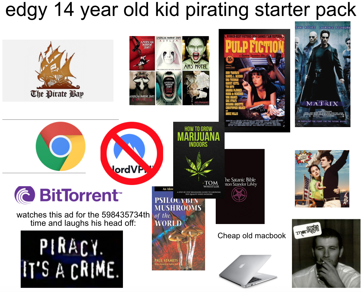 Edgy 14 year old kid pirating starter pack | /r/starterpacks | Starter ...