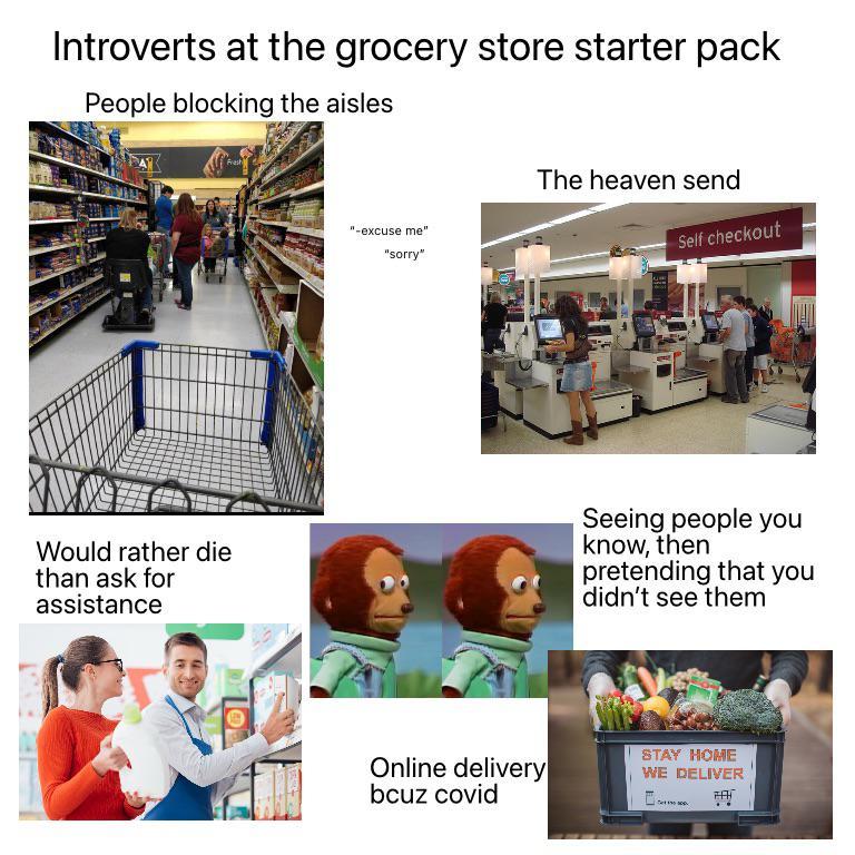 Introverts at the grocery store starter pack | /r/starterpacks ...