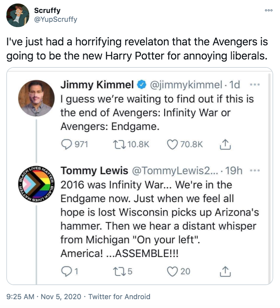 Watch another movie | Liberal Avengersposting | Know Your Meme