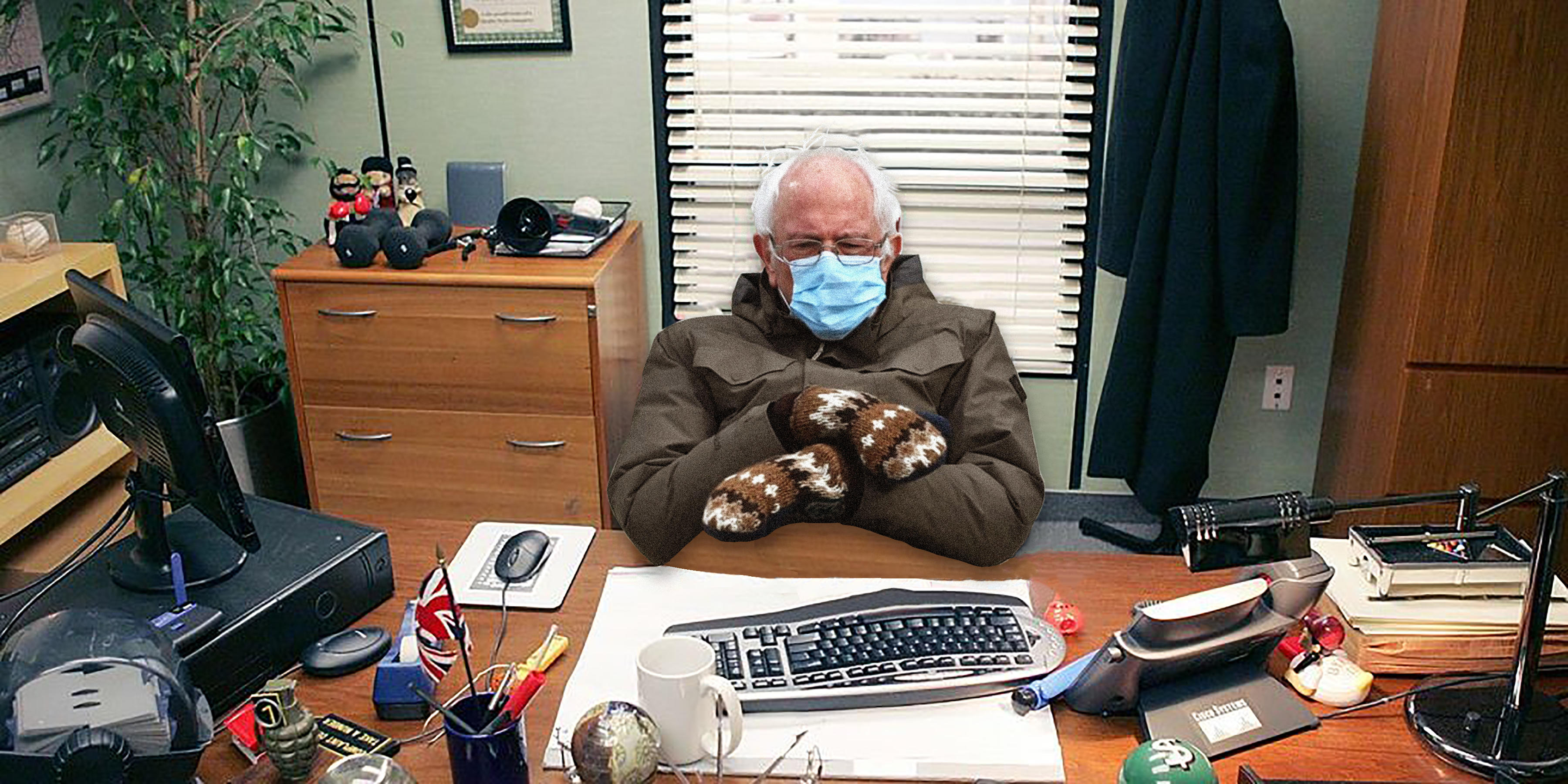 World's Best Bernie | Bernie Sanders Wearing Mittens Sitting in a Chair ...