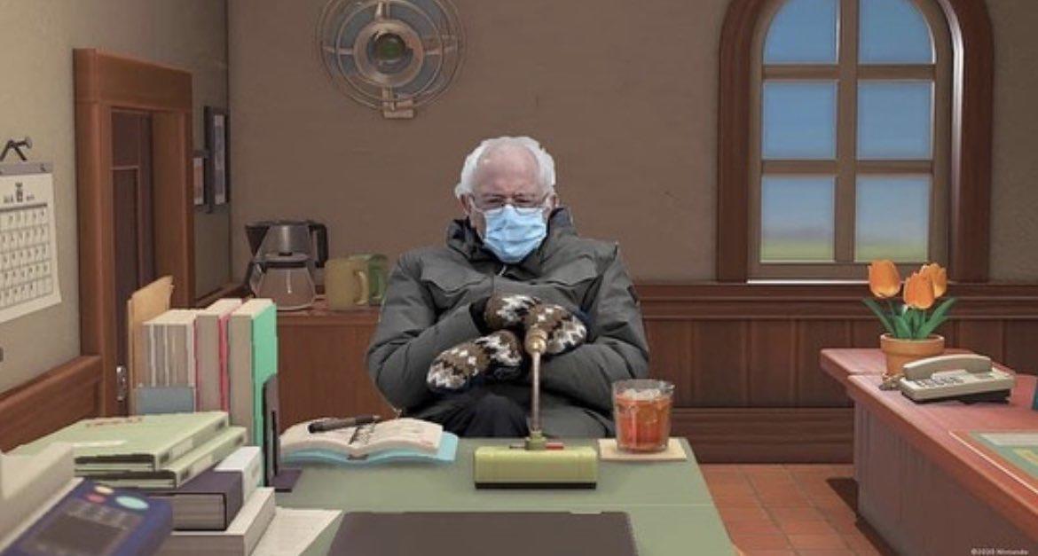 Isabernie | Bernie Sanders Wearing Mittens Sitting in a Chair | Know ...