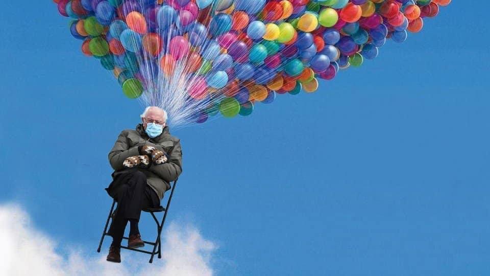 Bernie Sanders in "Up" | Bernie Sanders Wearing Mittens Sitting in a ...