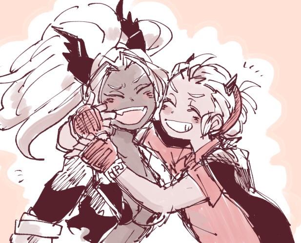 Smiling and hugging Justice and Judgement | Helltaker | Know Your Meme