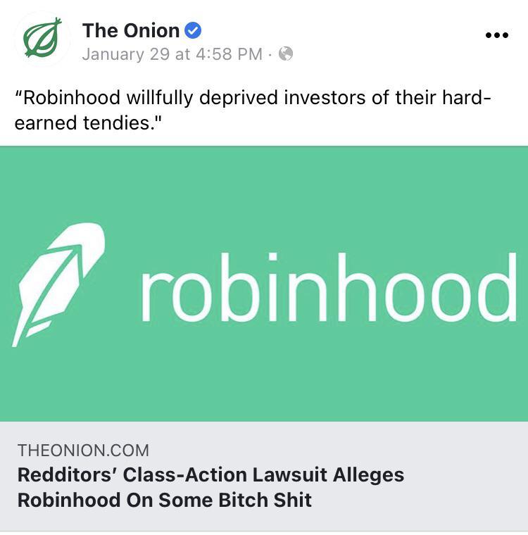 Article from the Onion about Robinhood | WallStreetBets GameStop Short ...