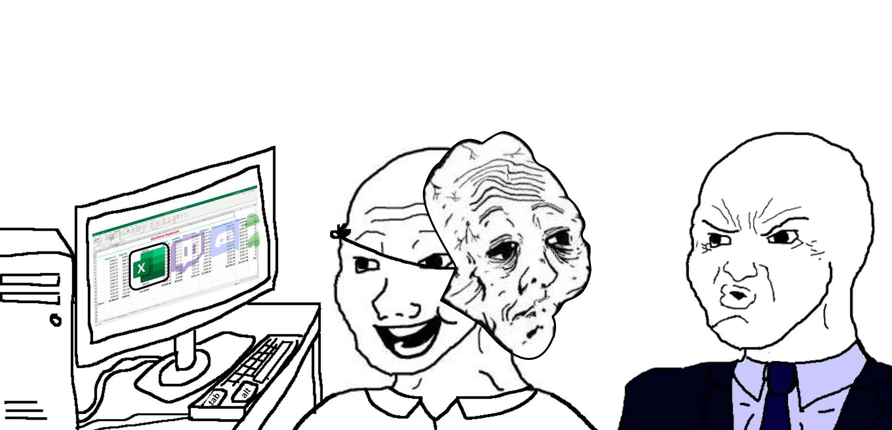 alt tab | Wojak | Know Your Meme