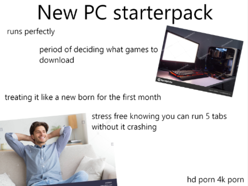 New PC starterpack | /r/starterpacks | Starter Packs | Know Your Meme