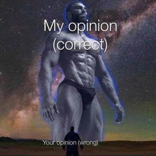 My Opinion correct Vs Your Opinion wrong GigaChad Know Your Meme