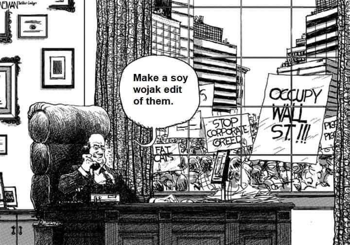Make a soy wojak edit of them: protestors vs boss | Soy Boy Face ...