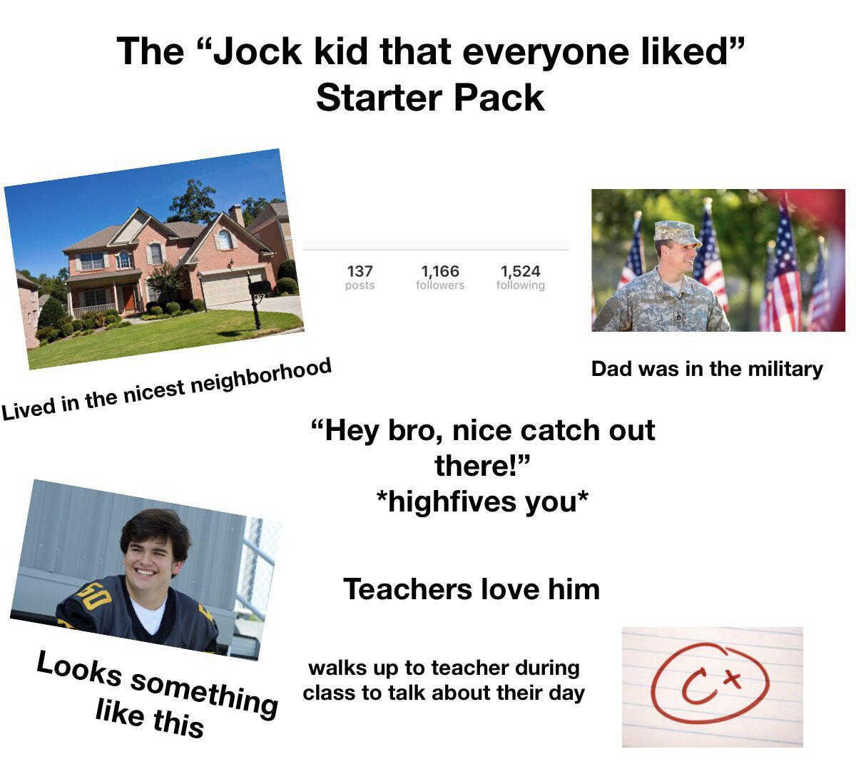 The “Jock kid that everyone liked” Starter Pack | /r/starterpacks ...