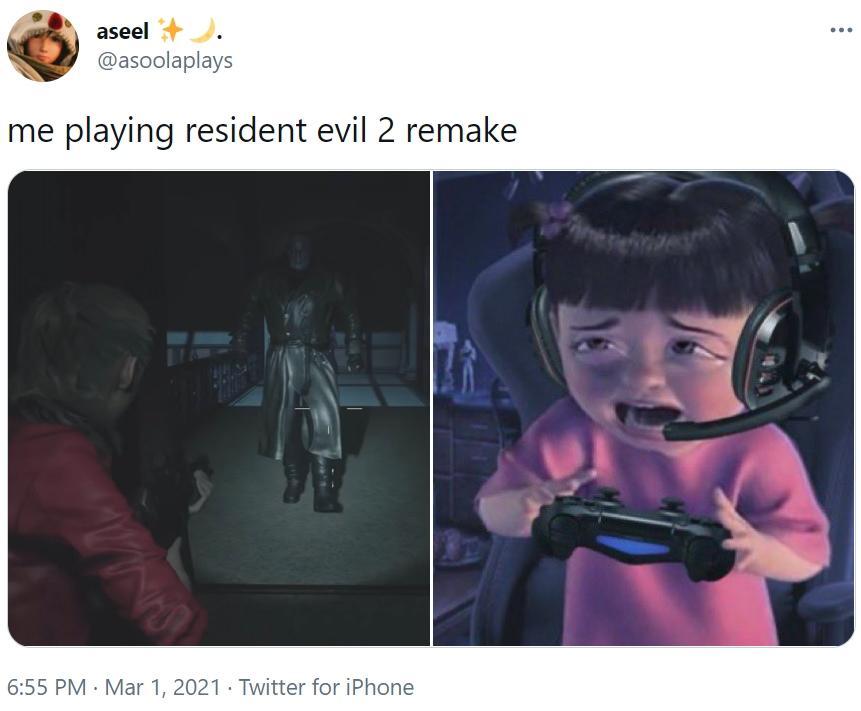 me playing resident evil 2 remake | Crying Boo | Know Your Meme