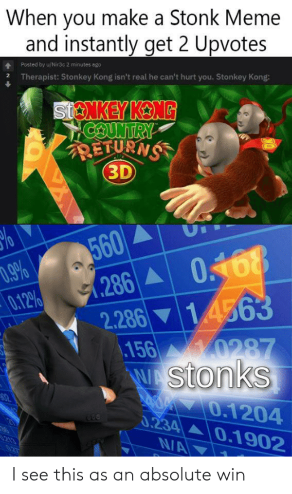 Stonky Kong | /r/Stonks | Meme Man Wurds / Stonks Edits | Know Your Meme