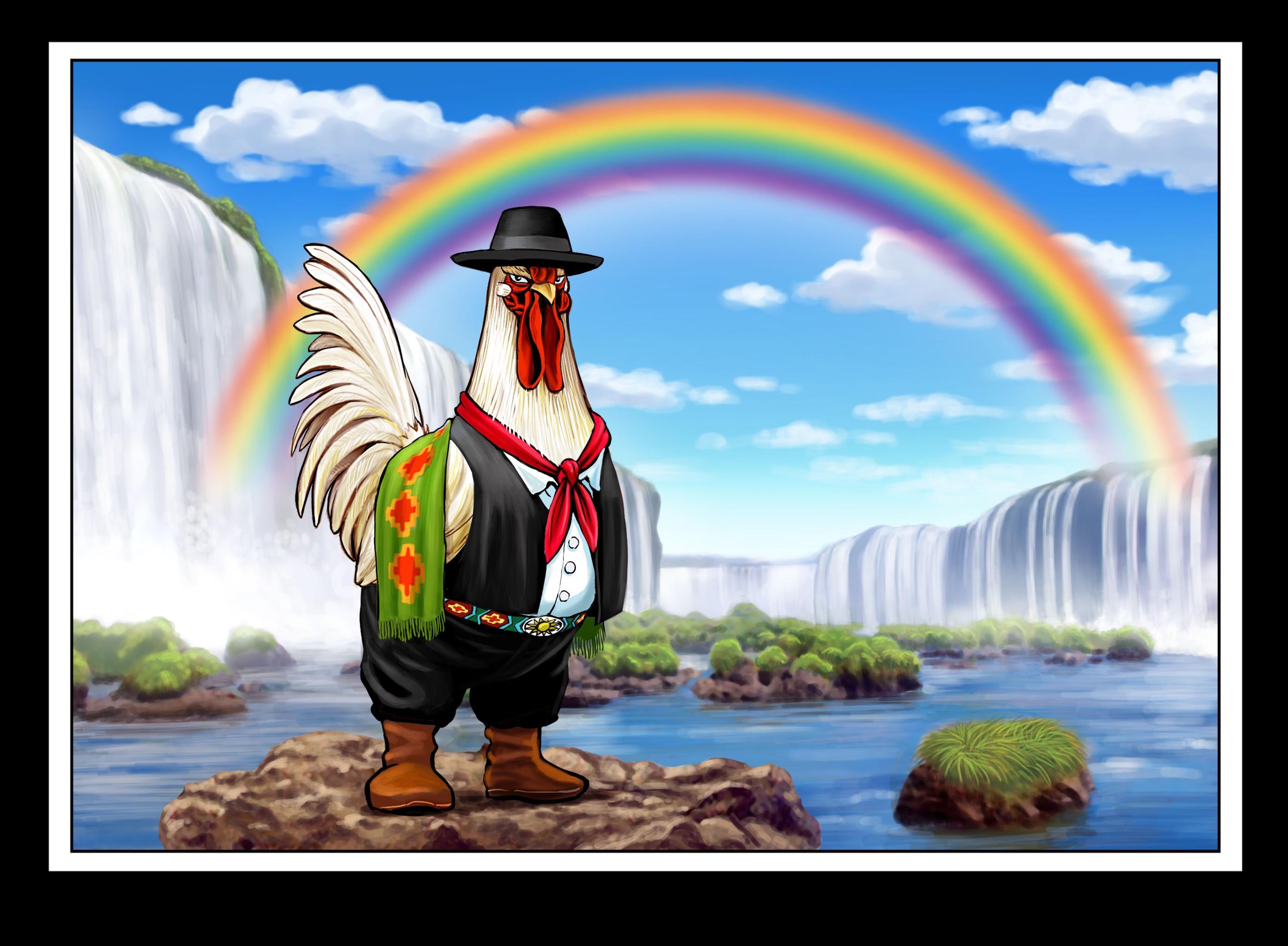 Rooster Fighter dressed as a gaucho in the Argentine side of the Iguazu ...