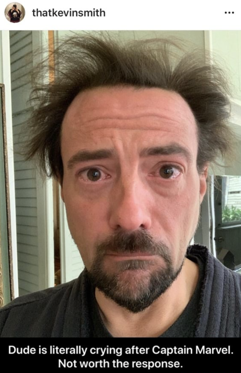 Dude is literally crying after captain marvel | Kevin Smith Crying ...