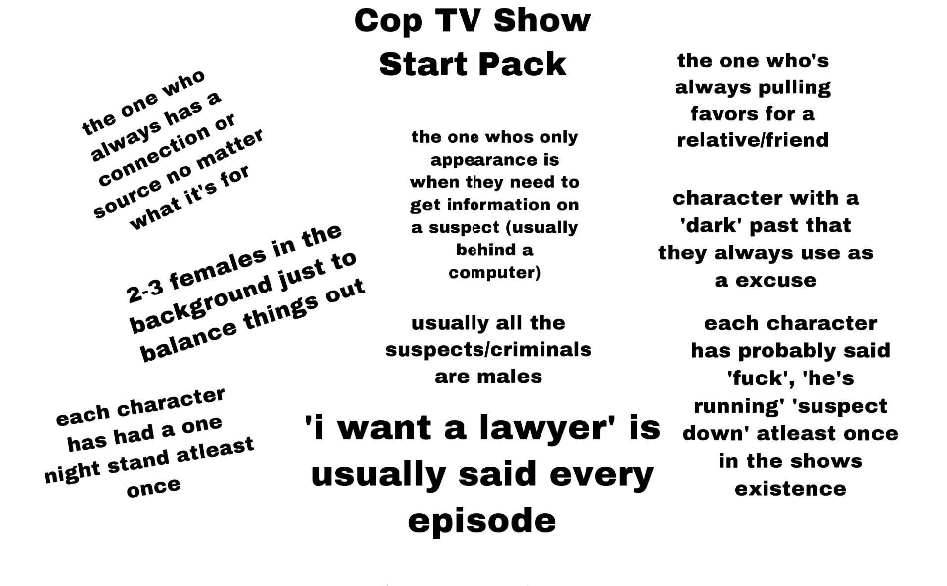 Cop TV show starterpack | /r/starterpacks | Starter Packs | Know Your Meme