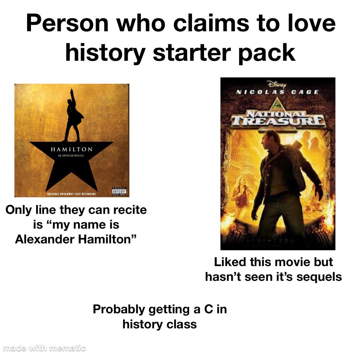 Person who claims to love history starter pack | /r/starterpacks ...