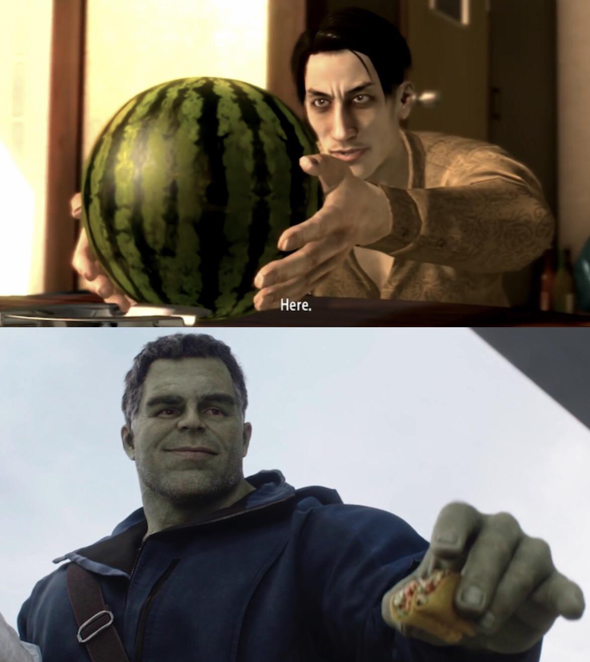 I see no difference | Goro Majima Gifts a Watermelon | Know Your Meme
