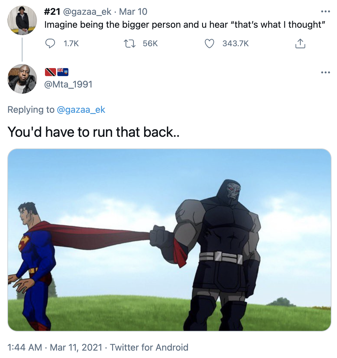 You'd have to run that back.. | Darkseid Pulling Superman's Cape | Know ...