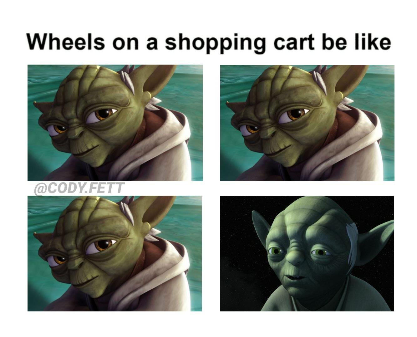 I swear every shopping cart at Wal-Mart has atleast one bad wheel on it ...