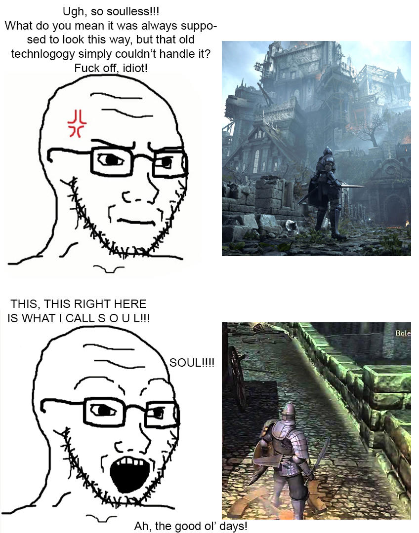 soyjak (demon souls) | Soy Boy Face / Soyjak | Know Your Meme