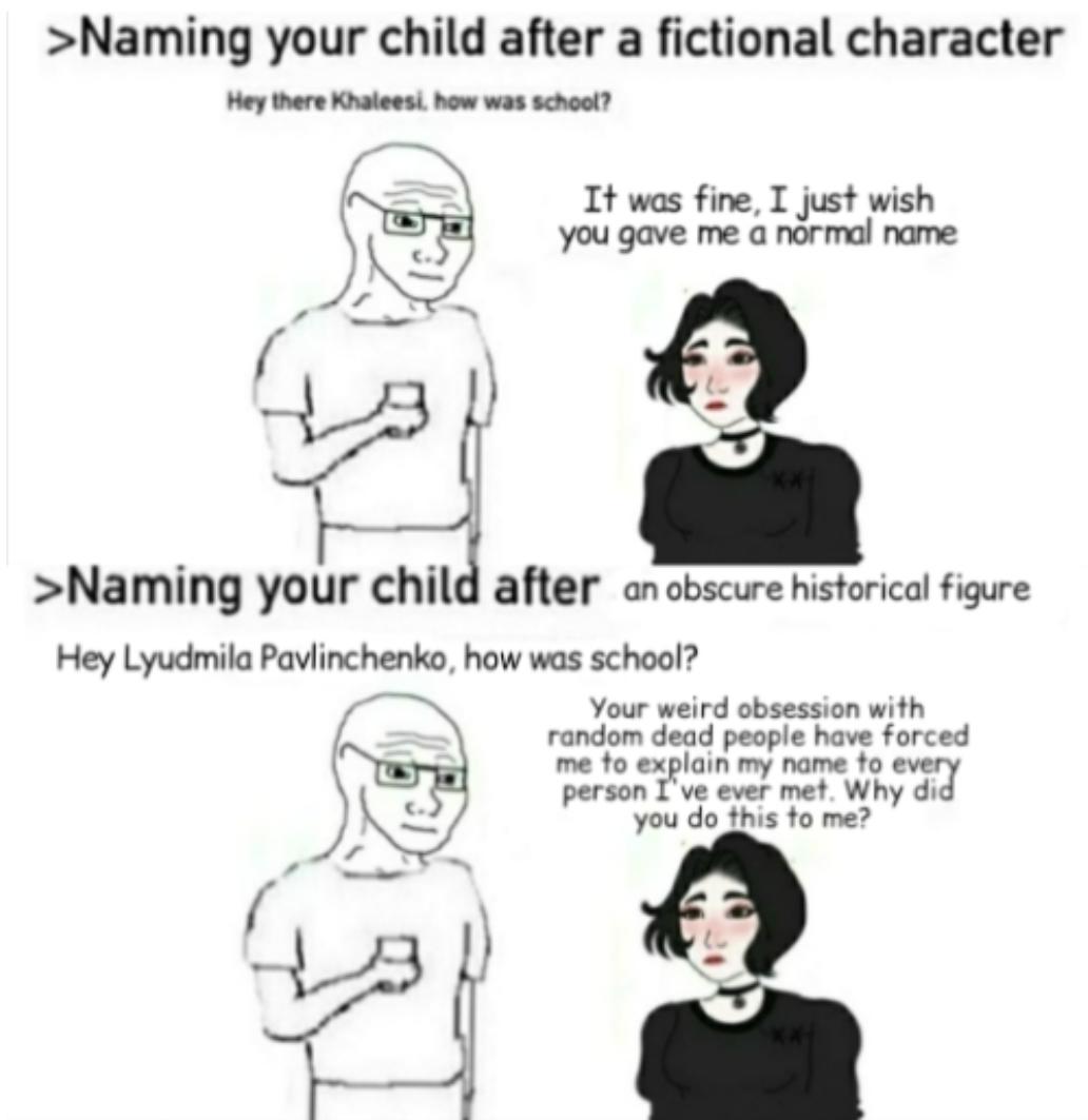I'm real tired of seeing this meme | Naming Your Child After a ...