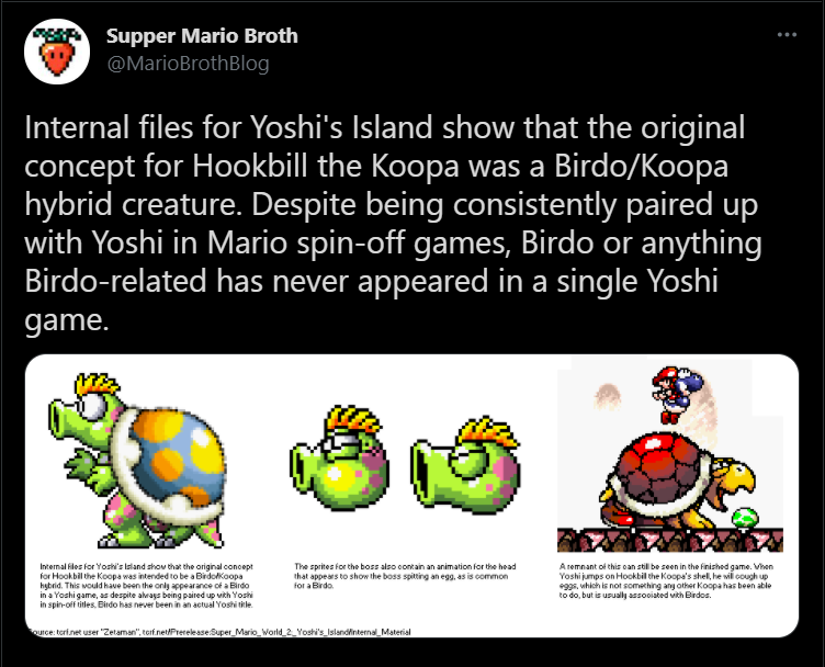 Hookbill's original design | Yoshi's Island | Know Your Meme