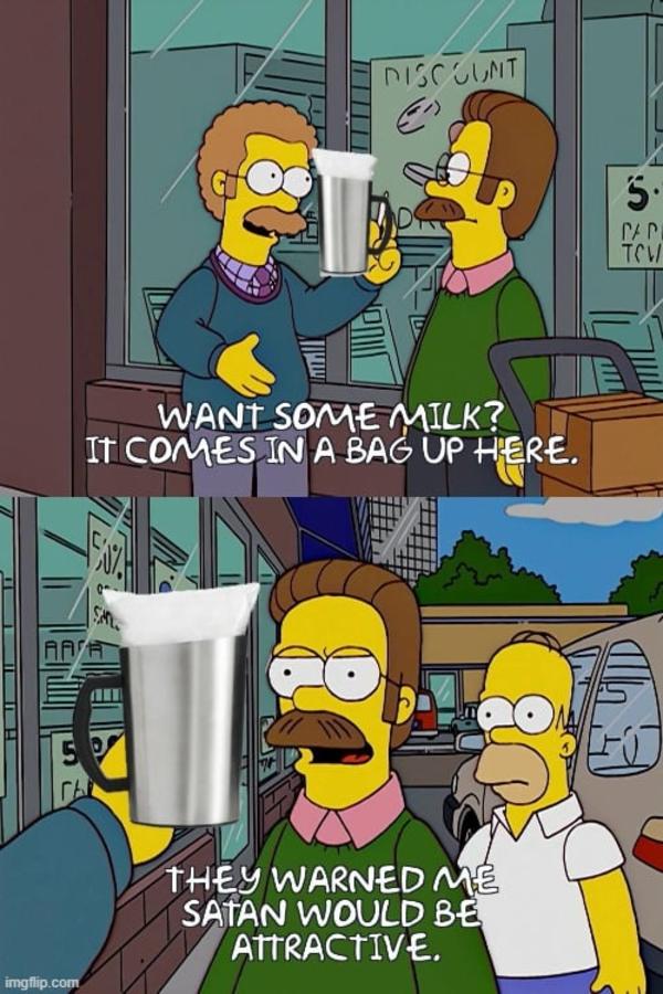 Bagged milk posting - Canadian Flanders | Simpsons Bortposting® | Know ...