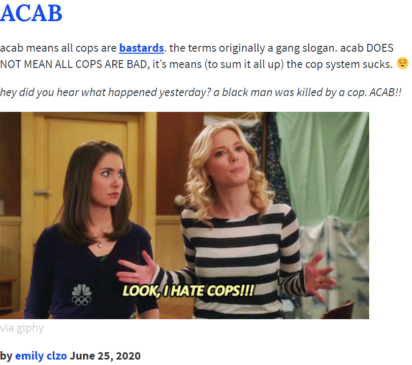 ACAB | Emily BLM ACAB Is Typing | Know Your Meme
