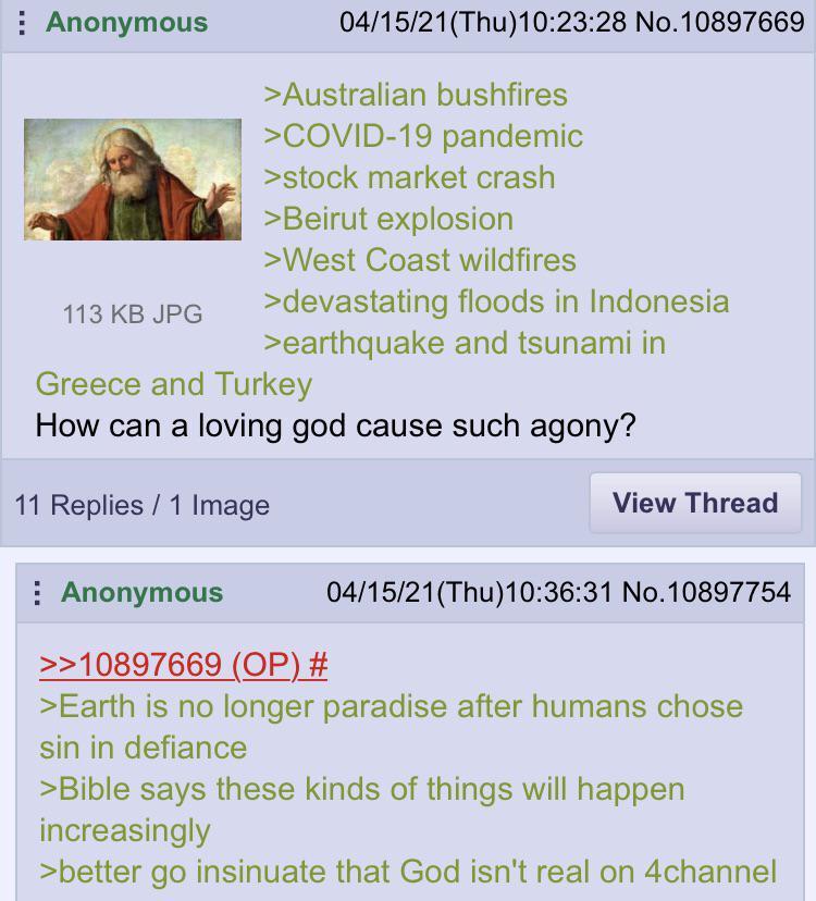 Anon questions god | /r/Greentext | Greentext Stories | Know Your Meme