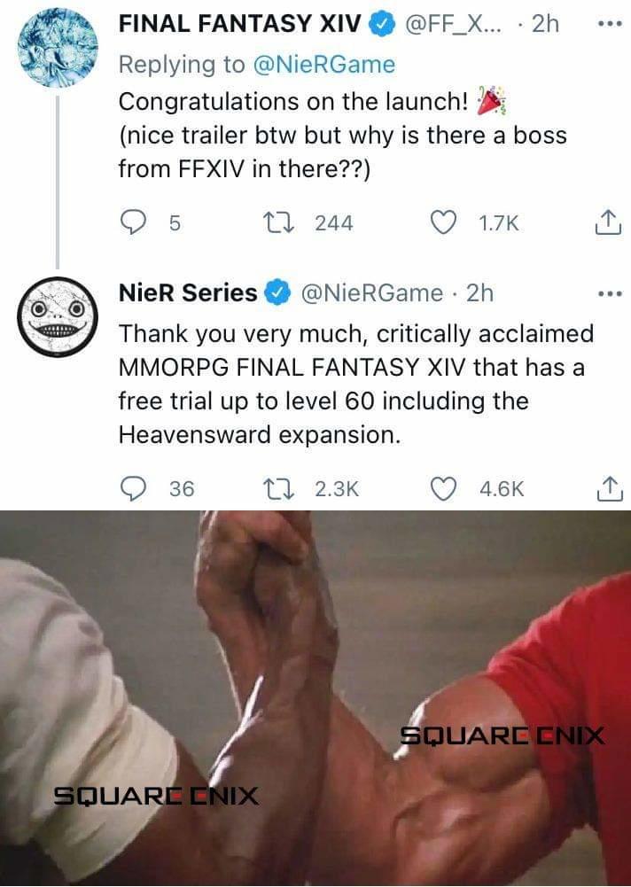 FFXIV congratulating NieR on the NieR Replicant launch | NieR | Know ...