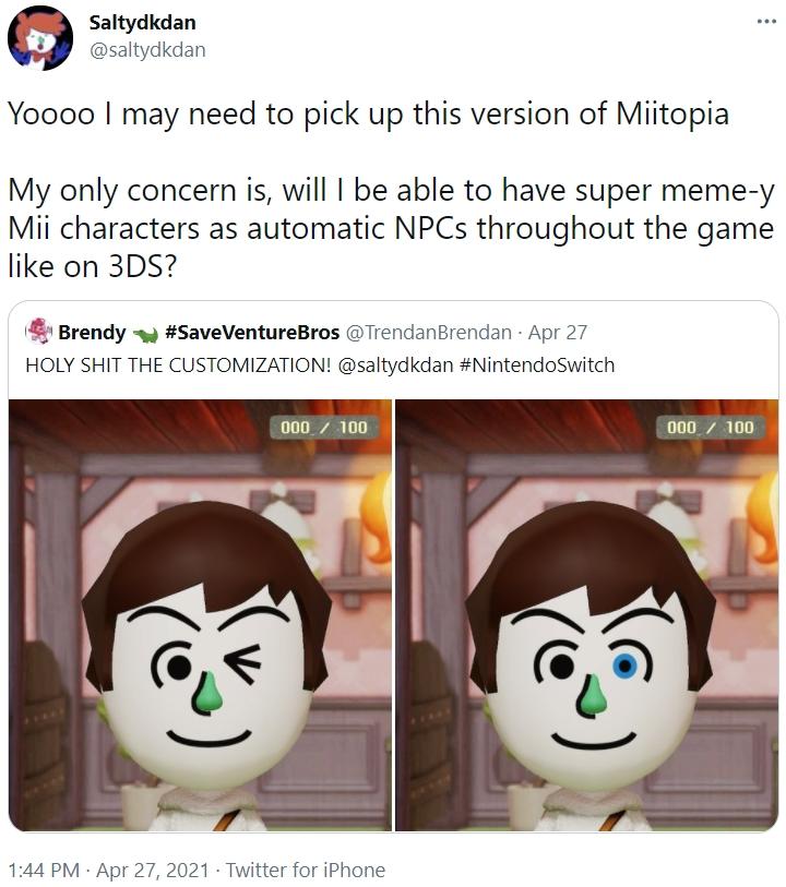 ill I be able to have super meme-y Mii characters as automatic NPCs ...
