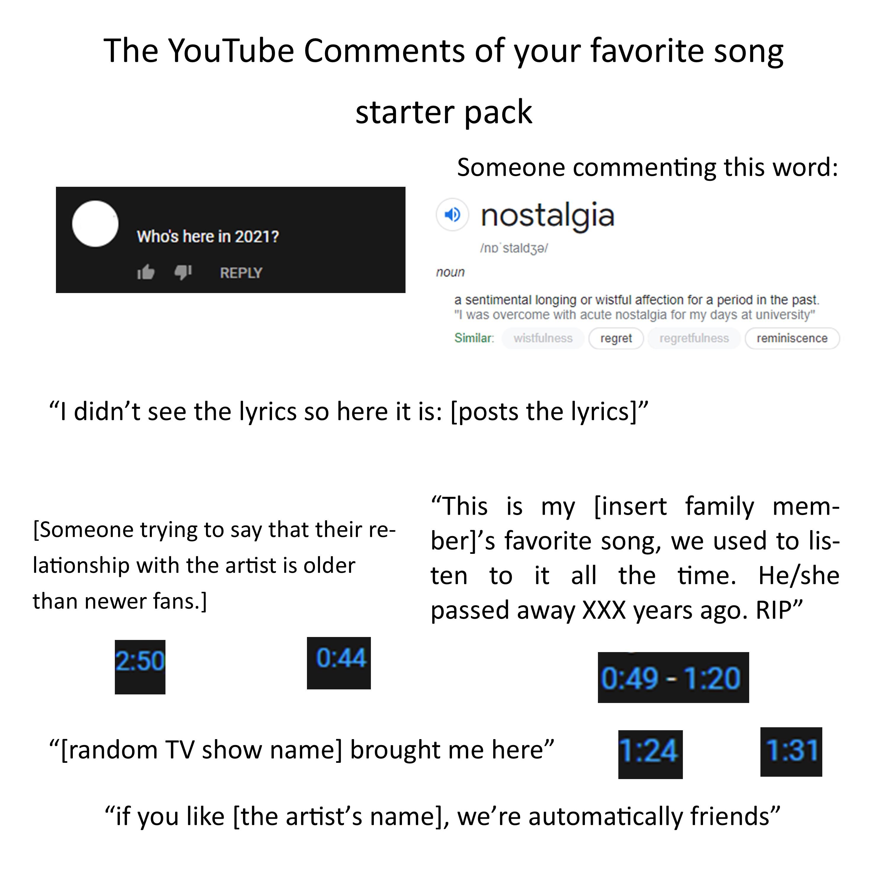The YouTube comments in songs starter pack. | /r/starterpacks | Starter ...