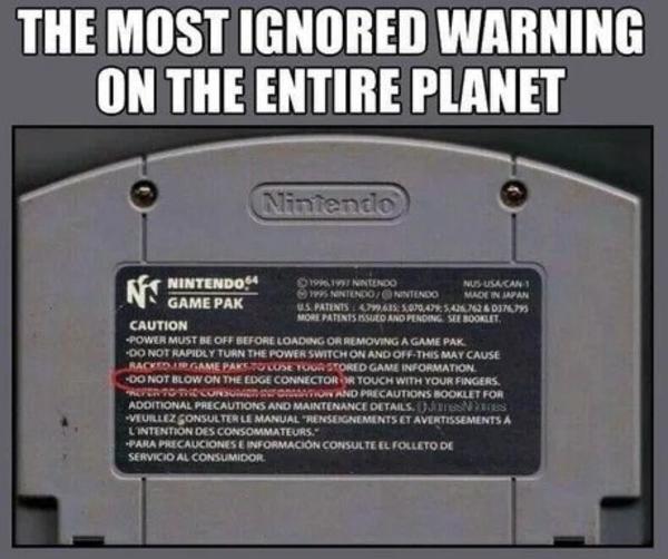 ignored warning | Nintendo | Know Your Meme