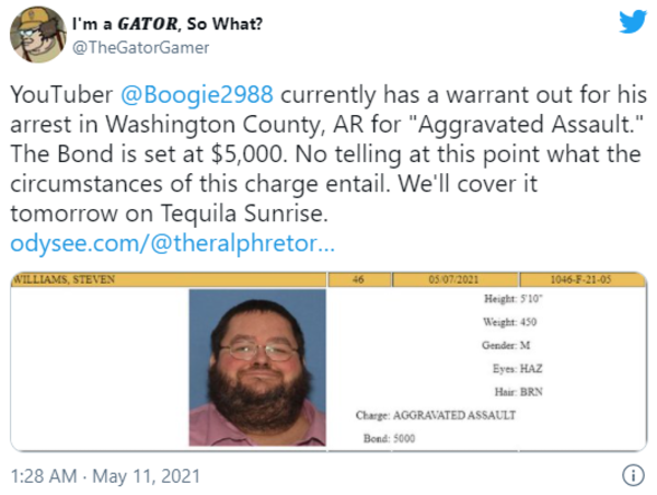 Gator Gamer Boogie Warrant Tweet | Boogie2988 | Know Your Meme