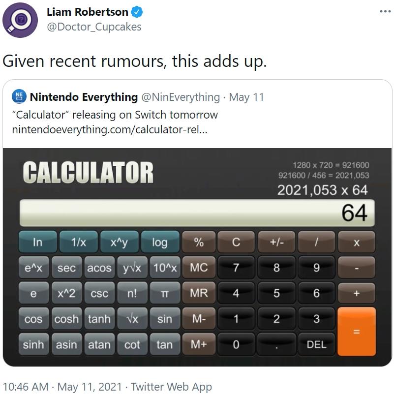 Given recent rumours, this adds up. | Nintendo Switch Calculator | Know ...