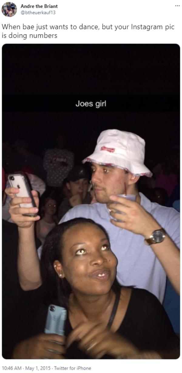 When bae just wants to dance, but your Instagram pic is doing numbers ...